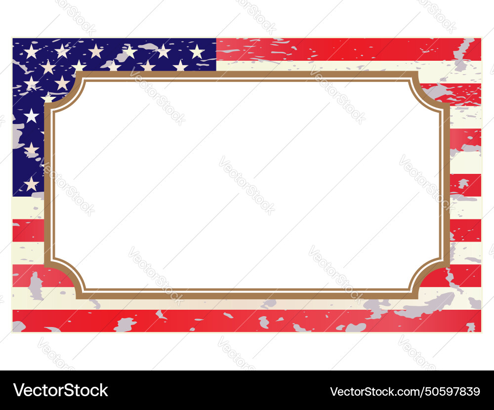 Decorative frame on grungy usa flag Royalty Free Vector