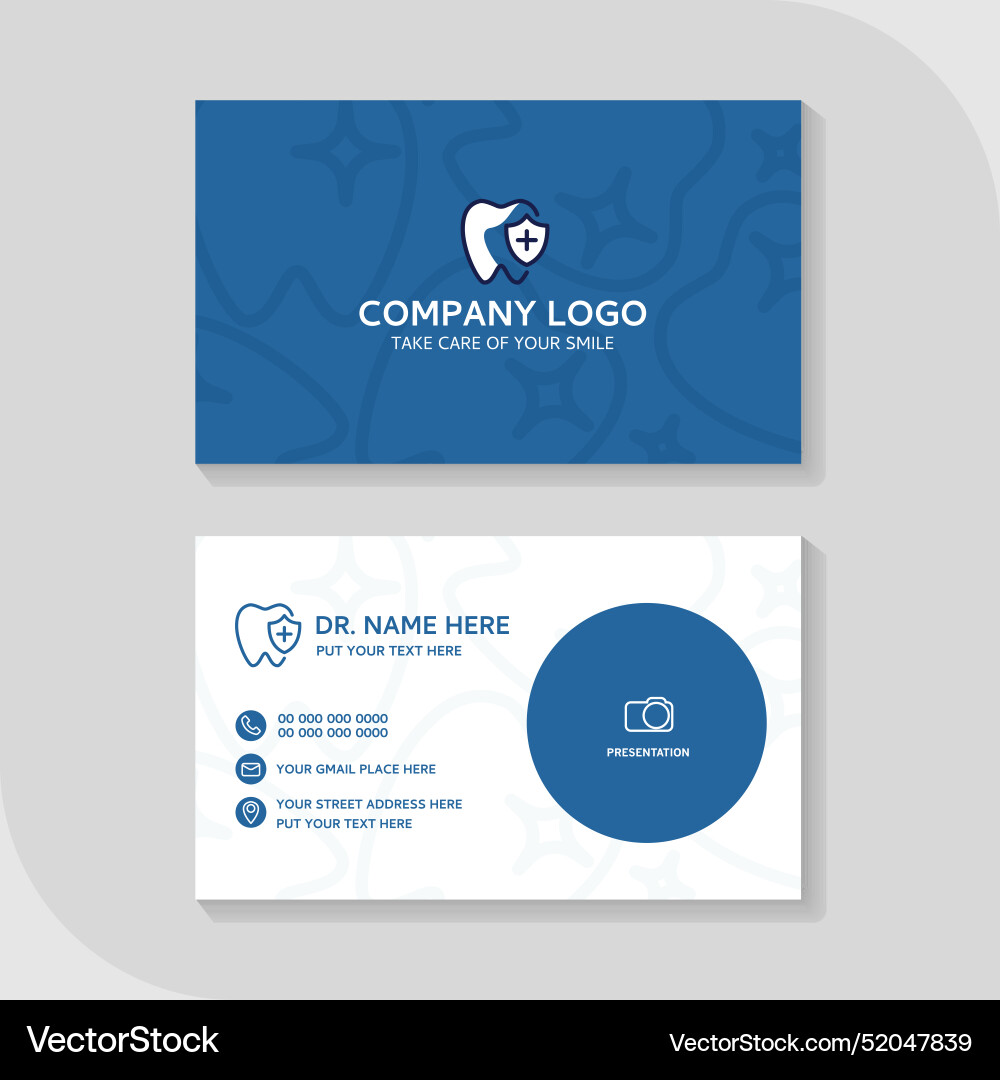 Dental business card template use in presentation Vector Image