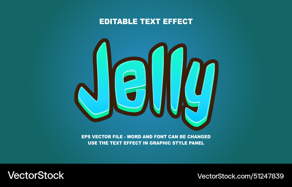 Editable text effect jelly 3d template Royalty Free Vector