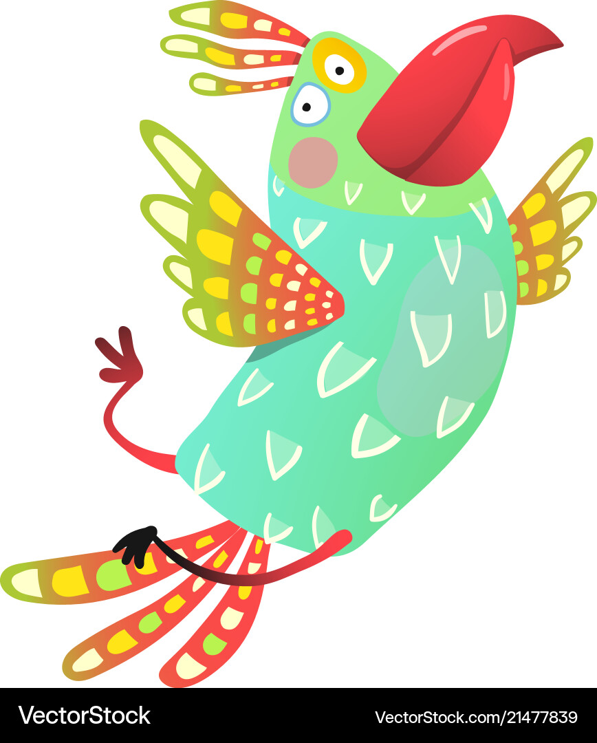 Flying parrot cartoon Royalty Free Vector Image