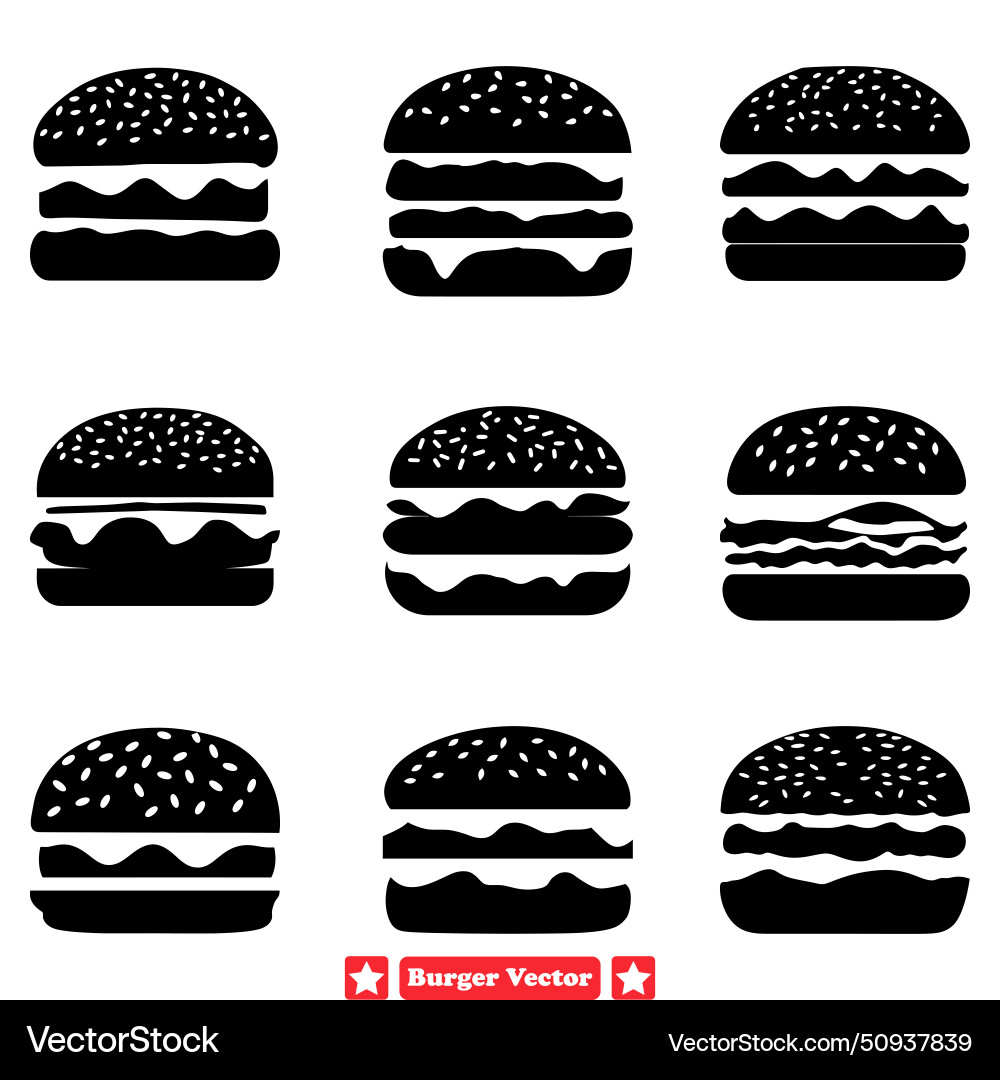 Juicy delights burger pack for tempting design Vector Image