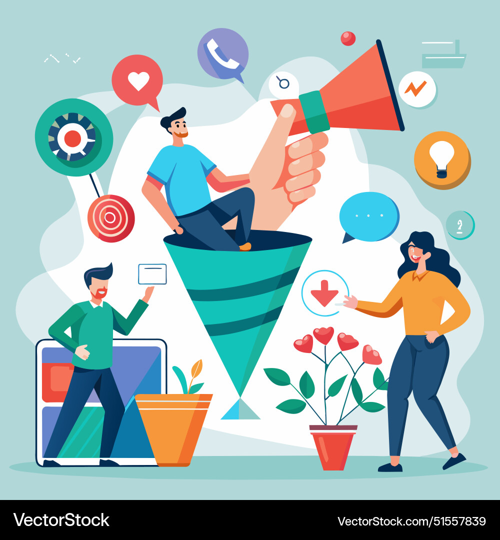 Lead generation gaining customers to convert Vector Image