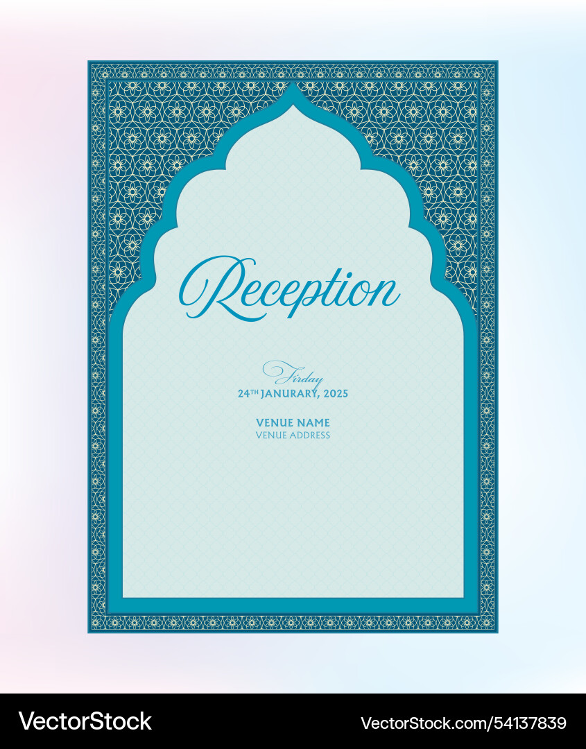 Reception ceremony invitation card design Vector Image