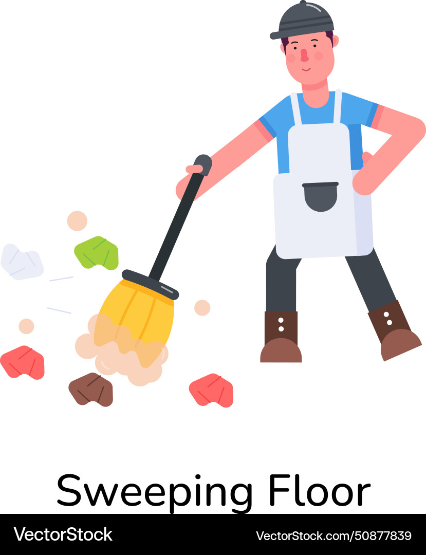 Sweeping floor Royalty Free Vector Image - VectorStock