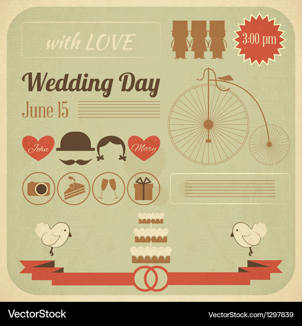 Wedding day invitation infographics card Vector Image