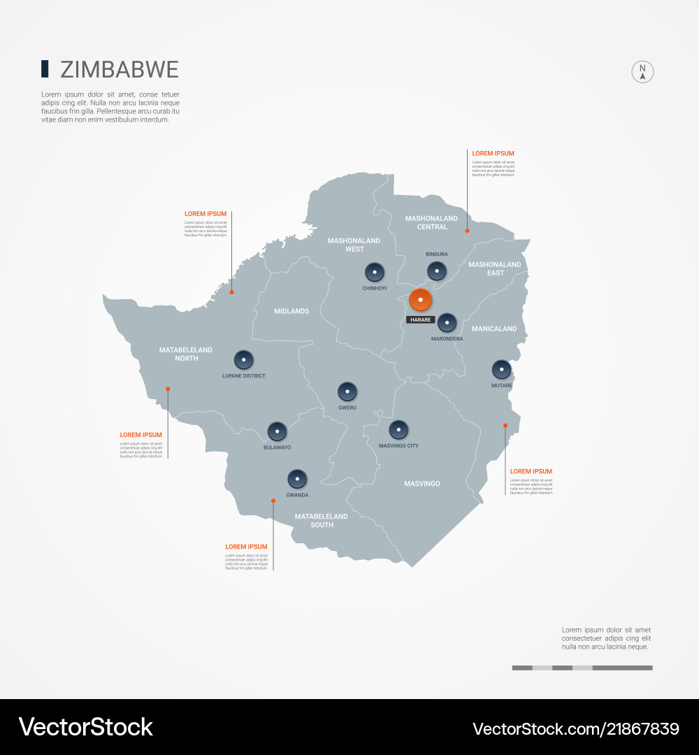 Zimbabwe infographic map Royalty Free Vector Image