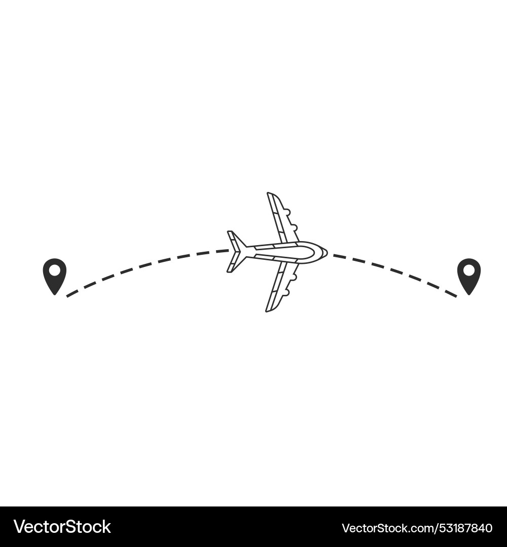 Airplane flight route icon element design template