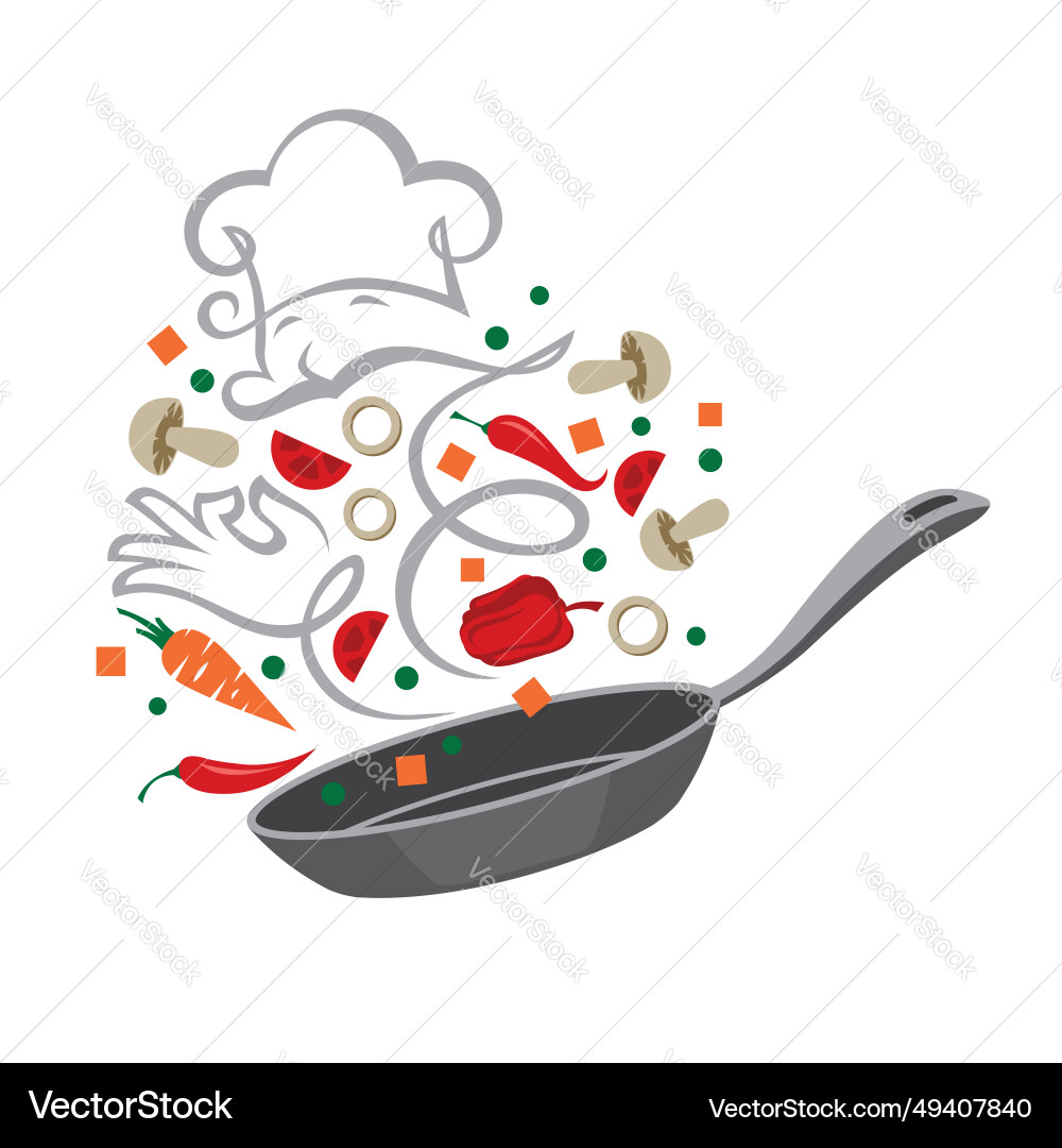 Cooking process on pan Royalty Free Vector Image