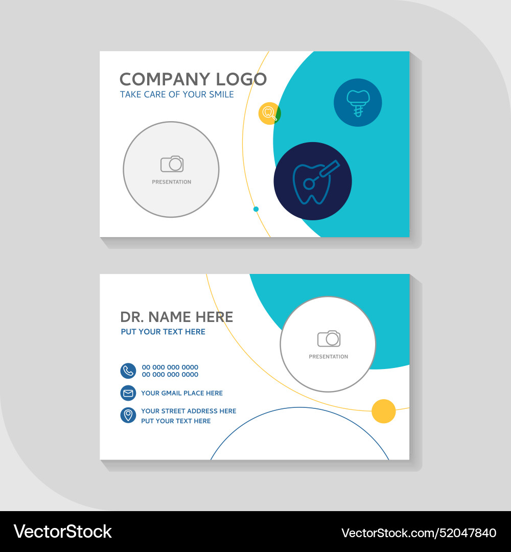 Dental business card template use in presentation Vector Image