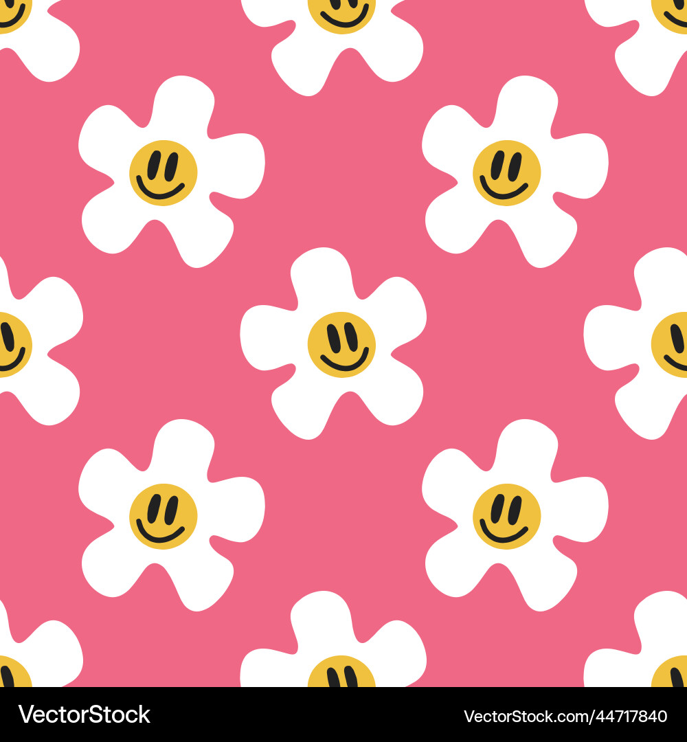 Groovy smiley face daisy blossom hippie flowers Vector Image Groovy smiley face daisy blossom hippie flowers Vector Image