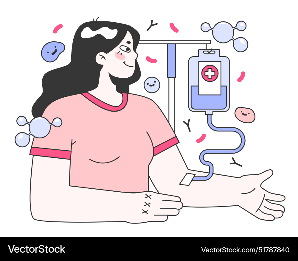 Intravenous therapy infusion on arm Royalty Free Vector