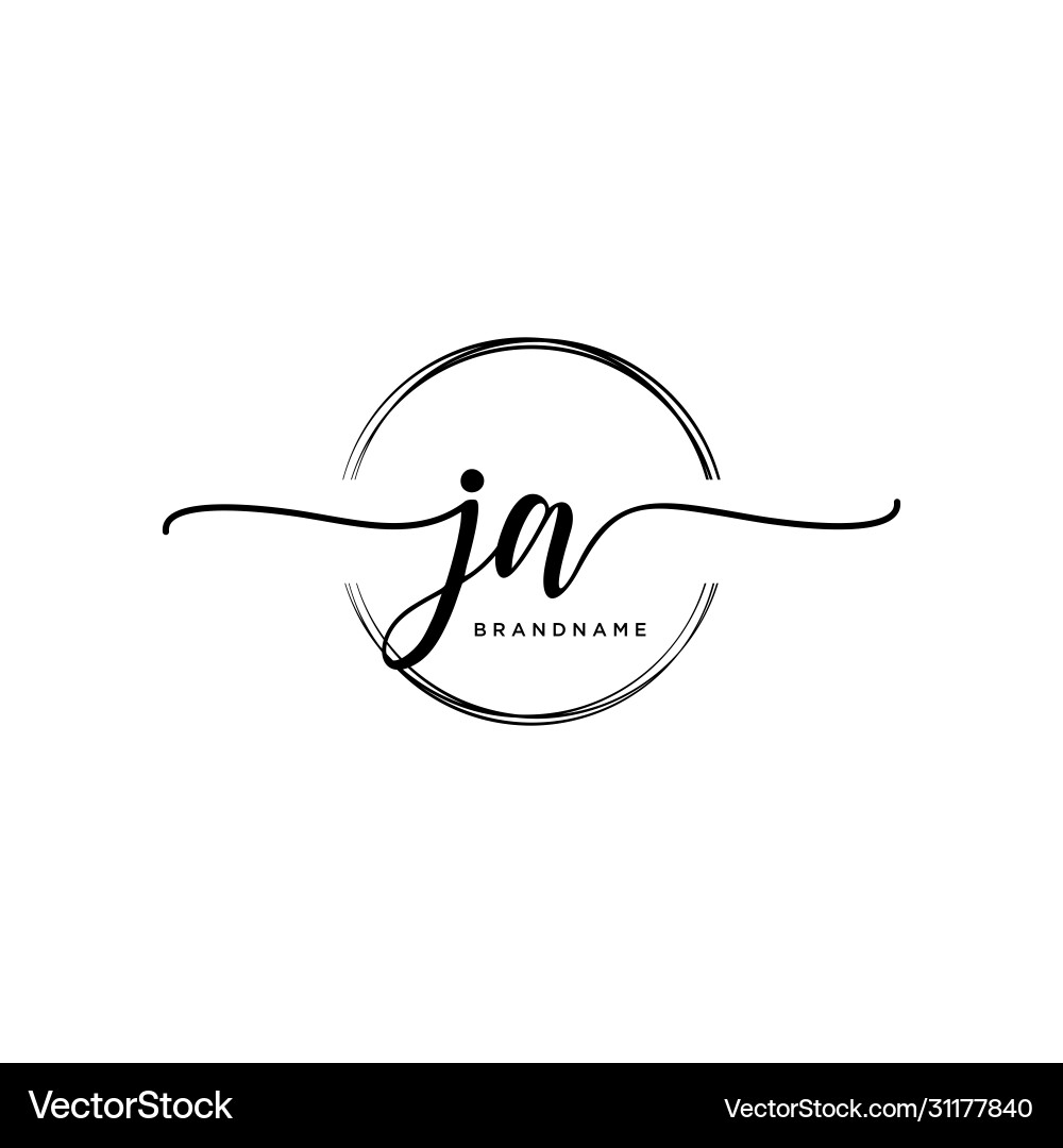 Ja initial handwriting logo with circle template Vector Image