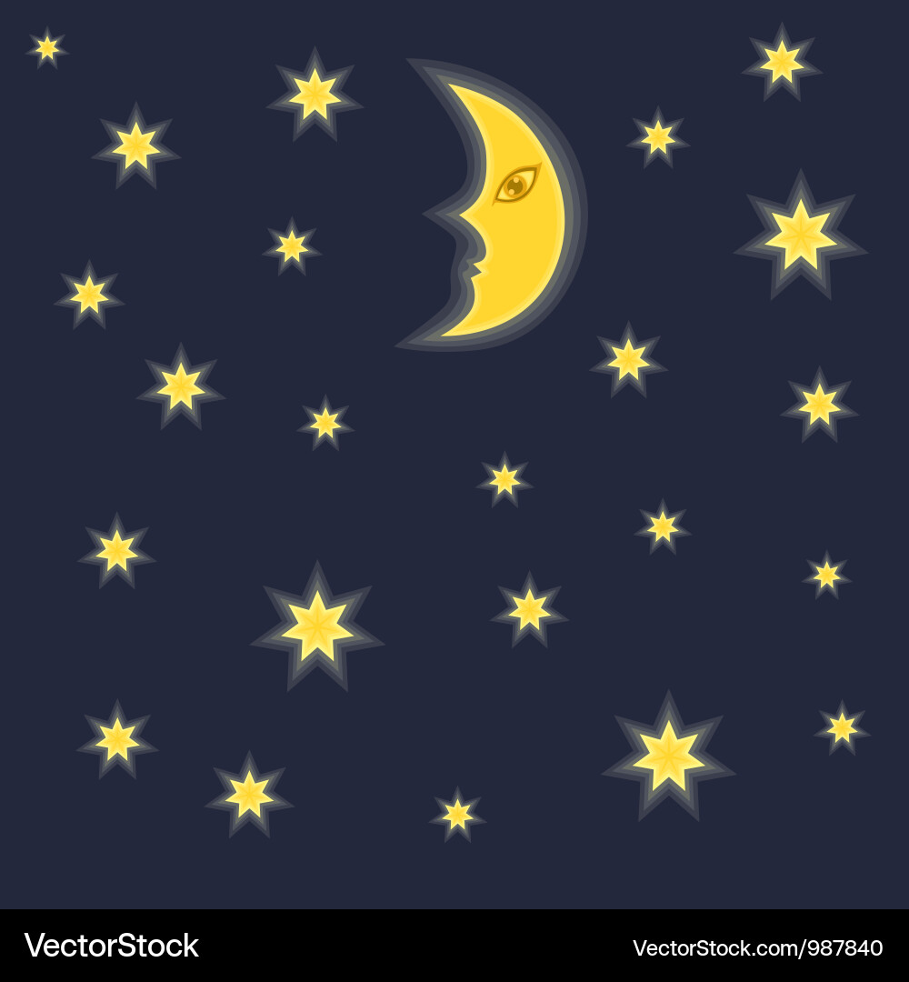 Moon and stars Royalty Free Vector Image - VectorStock