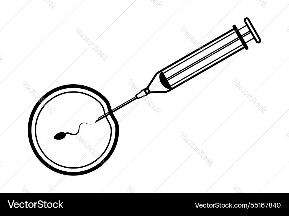 Outline symbolizing ivf with a syringe and egg Vector Image