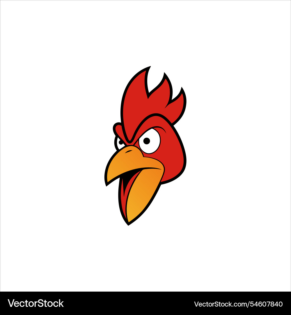 Rowdy rooster head cartoon Royalty Free Vector Image