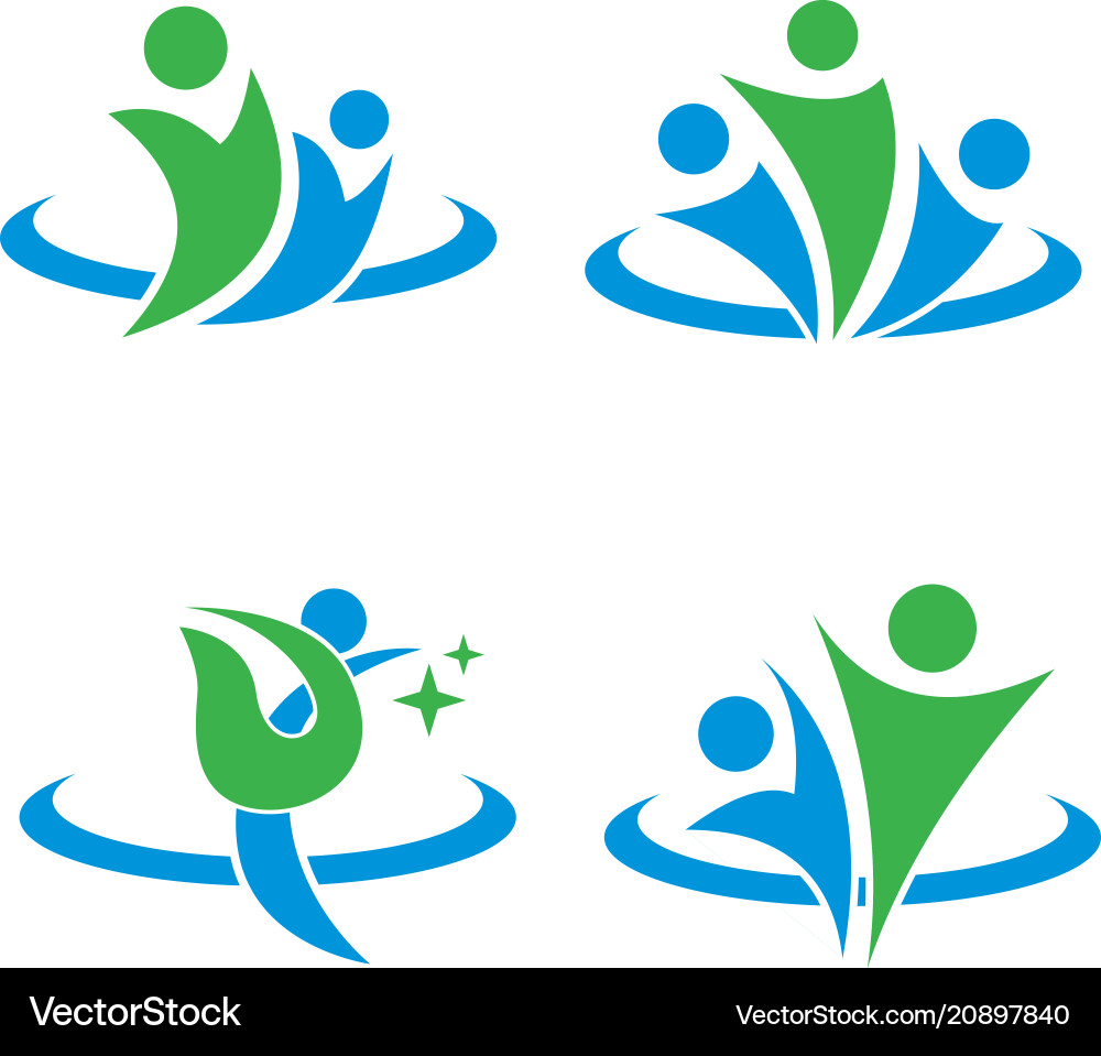 Set collection abstract people logo Royalty Free Vector