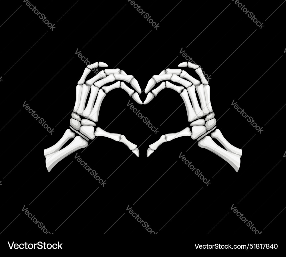 Skeleton hands form a heart shape gesture Vector Image