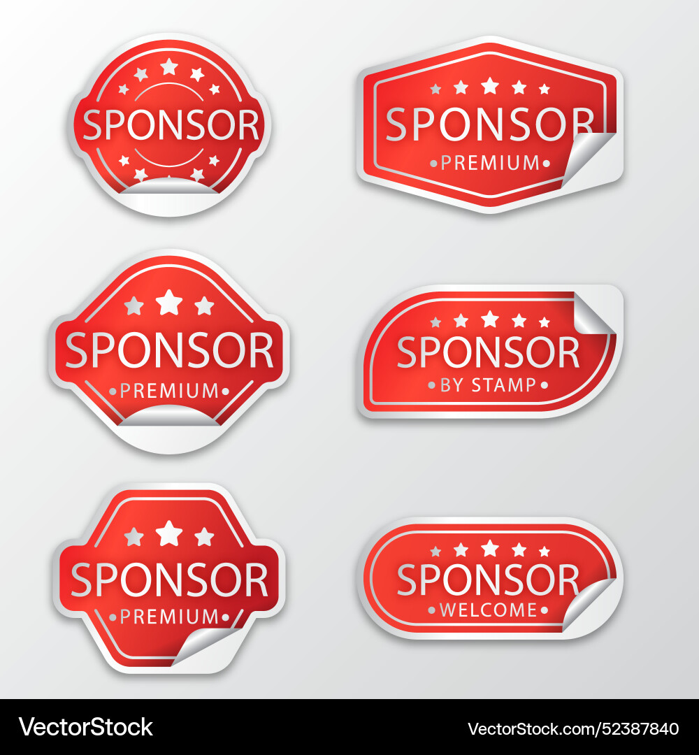 Sponsor stickers collection Royalty Free Vector Image