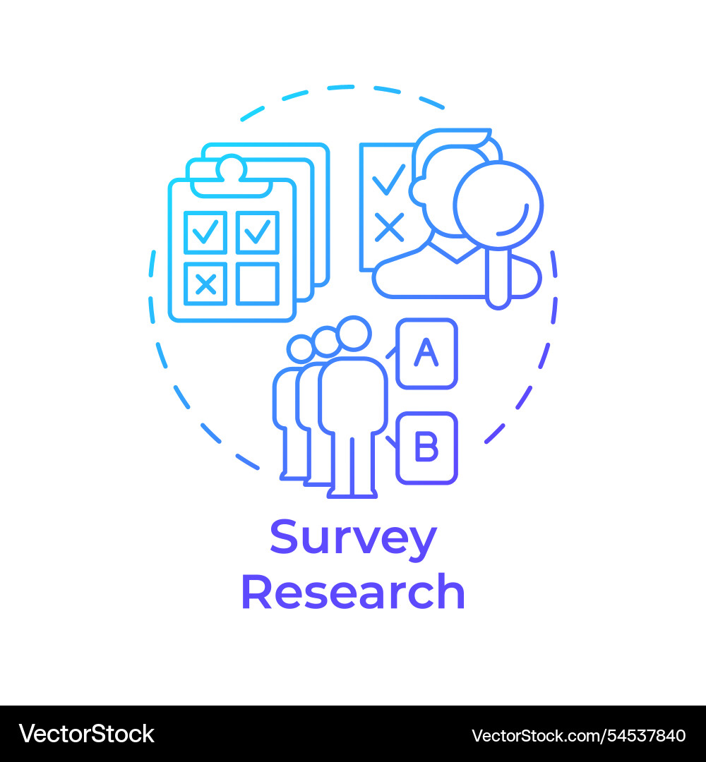 Survey research blue gradient concept icon Vector Image
