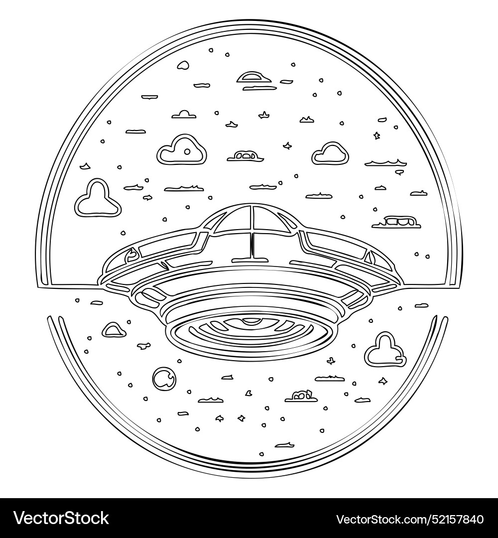 Ufo outline sketch Royalty Free Vector Image - VectorStock