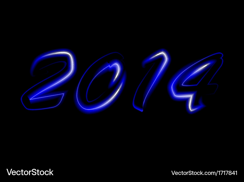 2014 neon glowing Royalty Free Vector Image - VectorStock