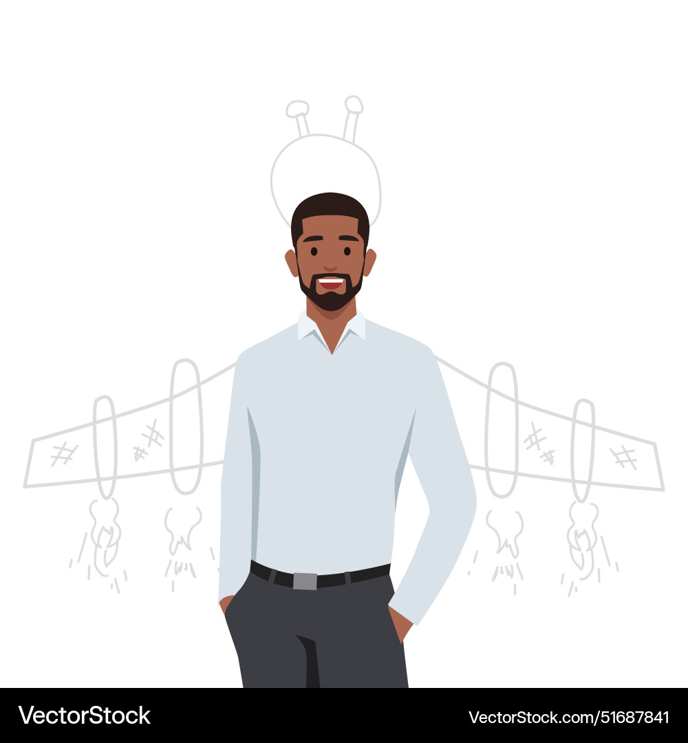 Businessman standing with hand inside his pocket Vector Image