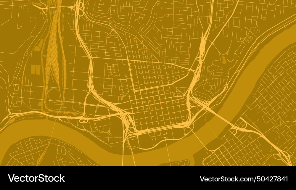 Cincinnati map orange poster Royalty Free Vector Image