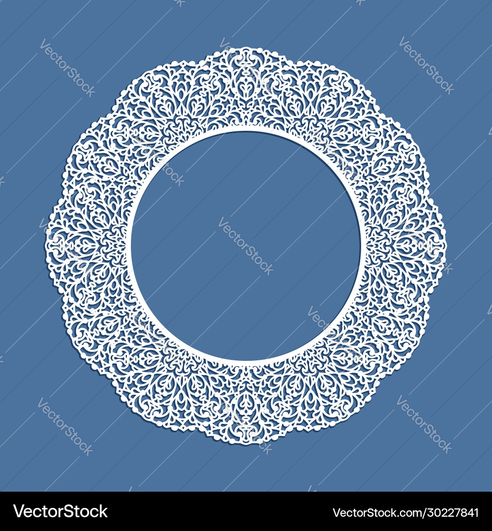 Circle frame with cutout lace border pattern Vector Image