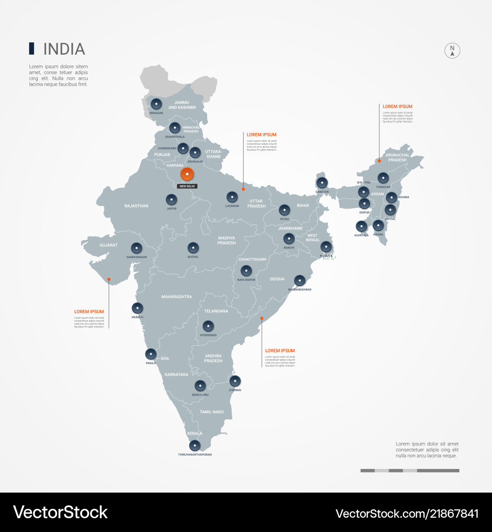 India infographic map Royalty Free Vector Image