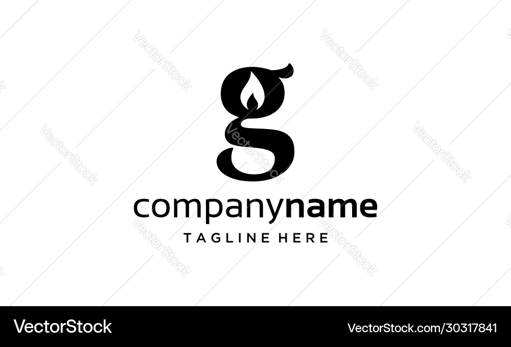 Letter g with fire logo design concept Royalty Free Vector