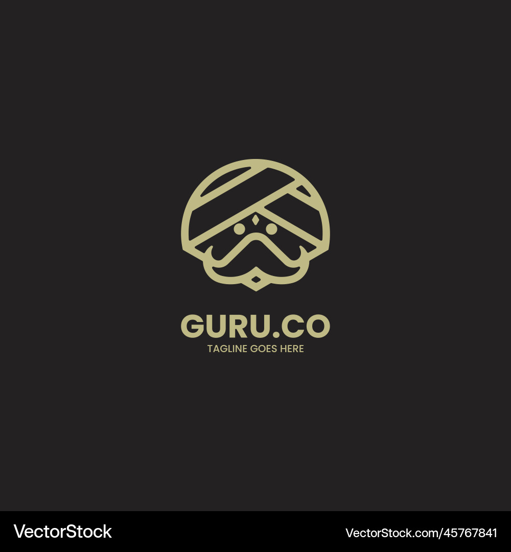 Logo guru line art style Royalty Free Vector Image