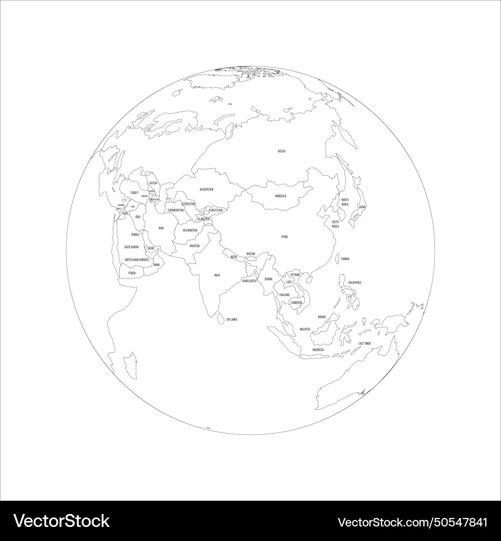 Political map of asia Royalty Free Vector Image