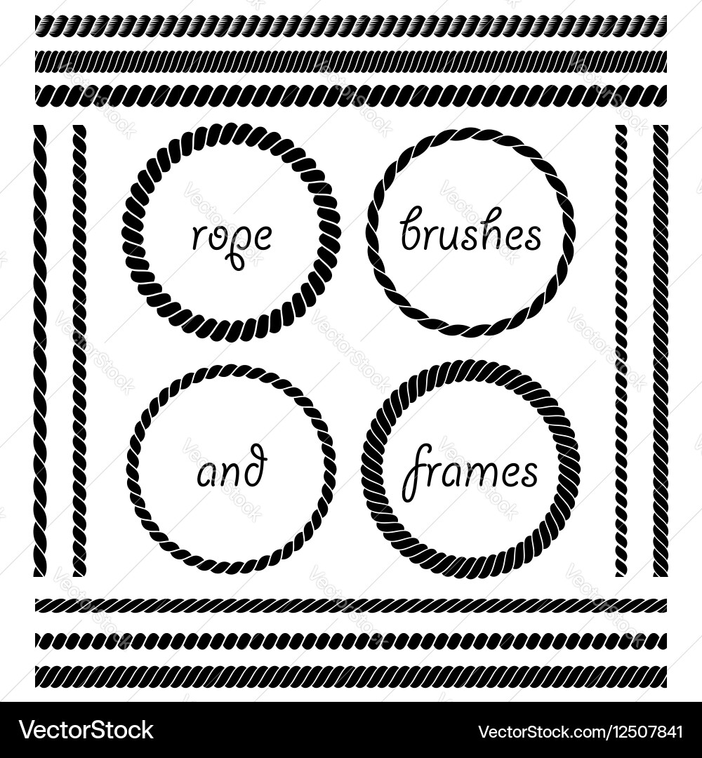 Set of rope brushes and frames Royalty Free Vector Image