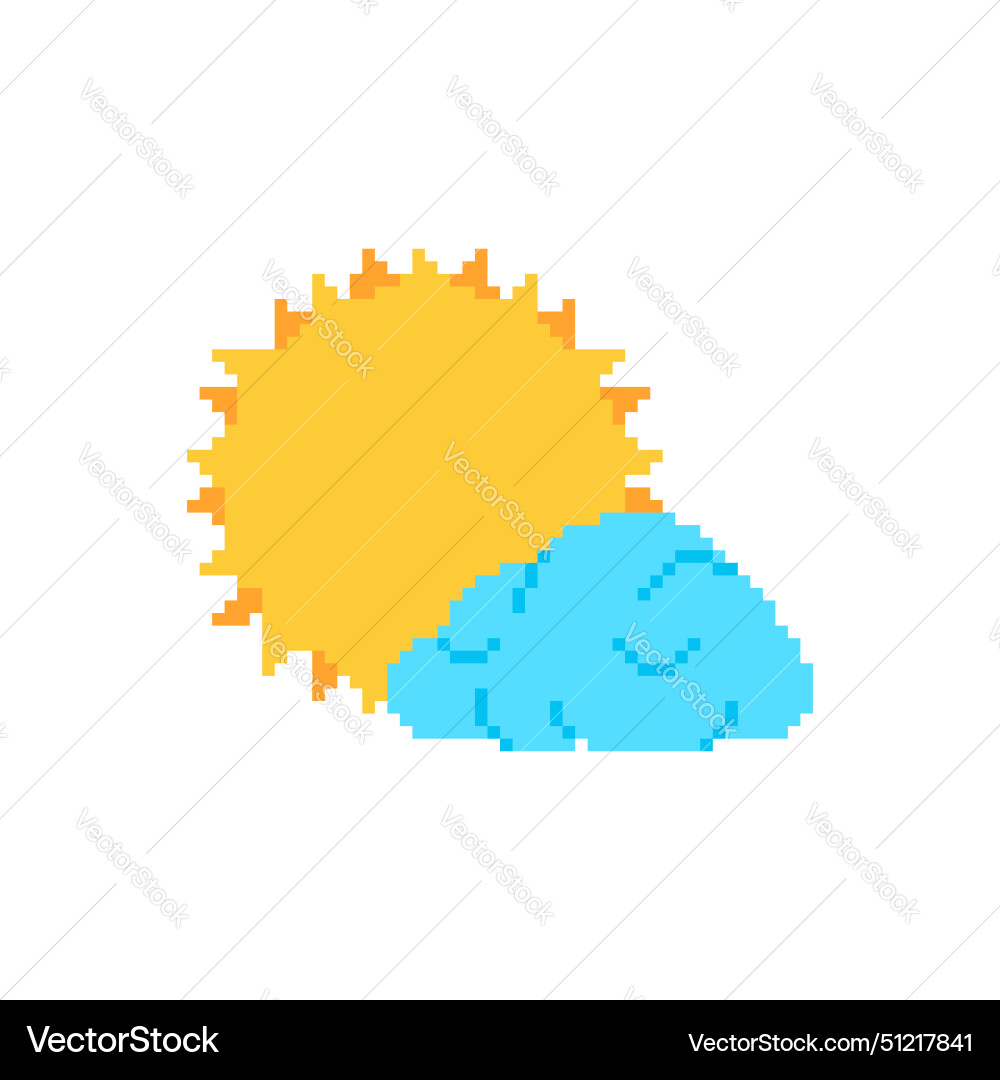 Sun and cloud pixel art 8bit Royalty Free Vector Image