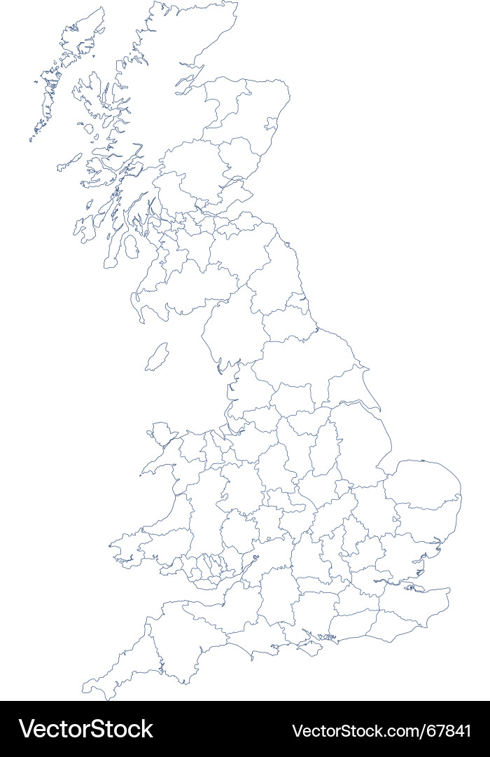 Uk map counties Royalty Free Vector Image - VectorStock