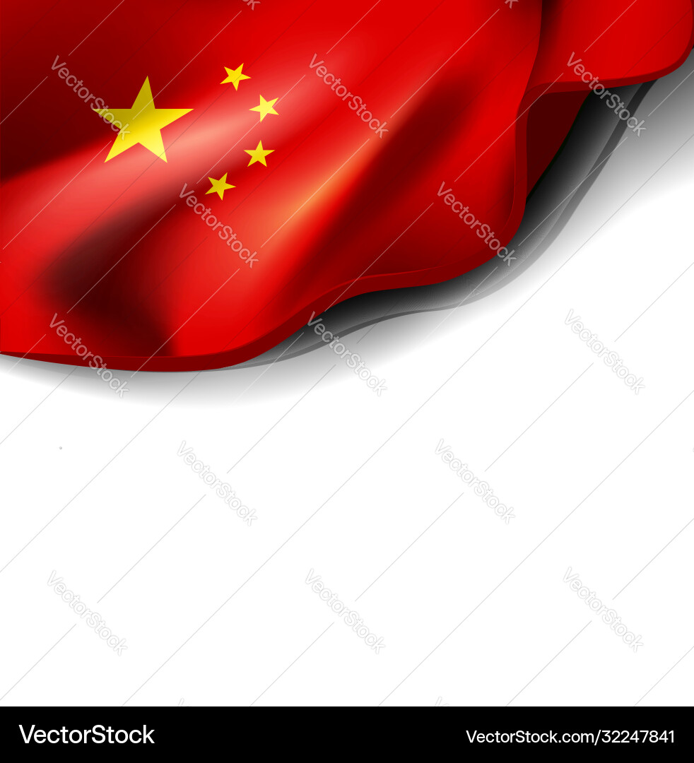 Waving flag china on white Royalty Free Vector Image