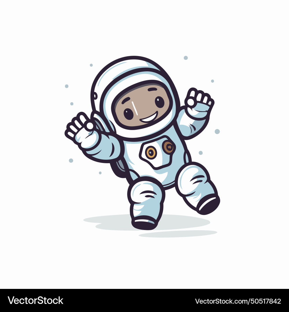 Astronaut running cartoon cute Royalty Free Vector Image