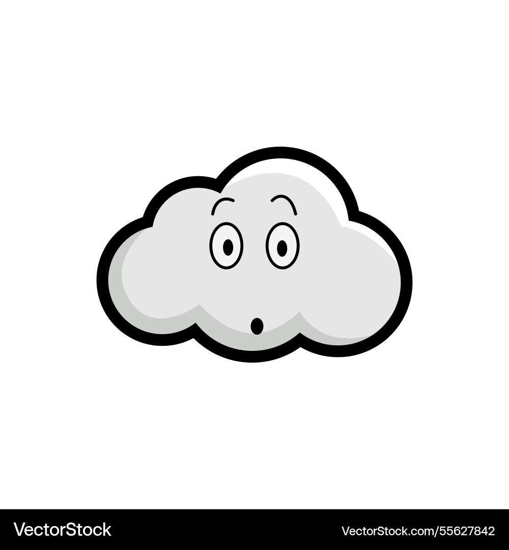 Cartoon surprised cloud face Royalty Free Vector Image