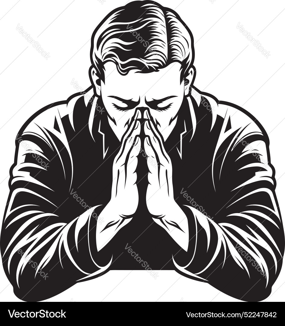 Celestial constructs black iconic praying hands Vector Image