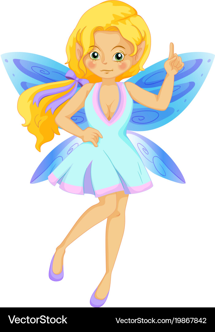 Cute fairy with blue wings Royalty Free Vector Image