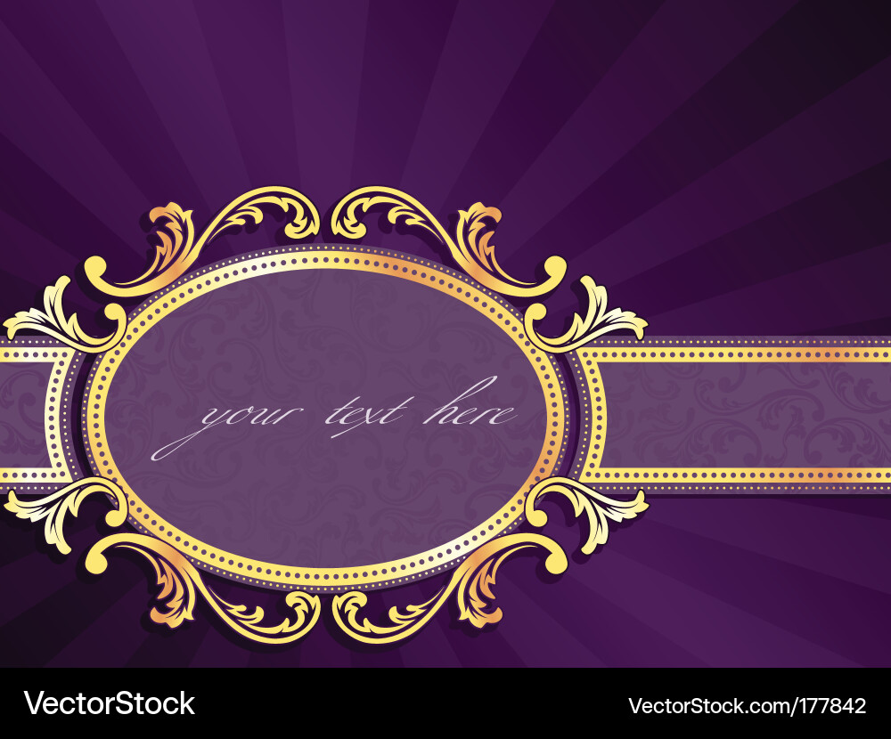 Horizontal label with gold filigree Royalty Free Vector