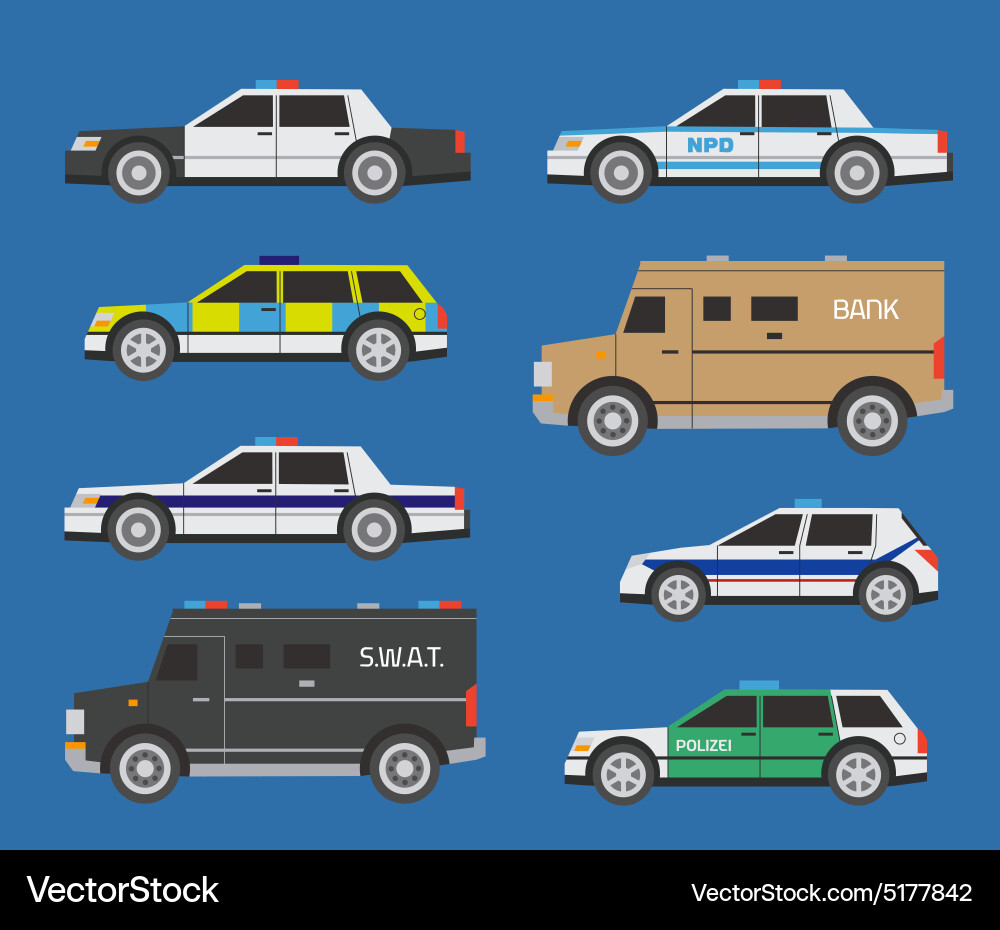 Police Vehicles Collection Royalty Free Vector Image
