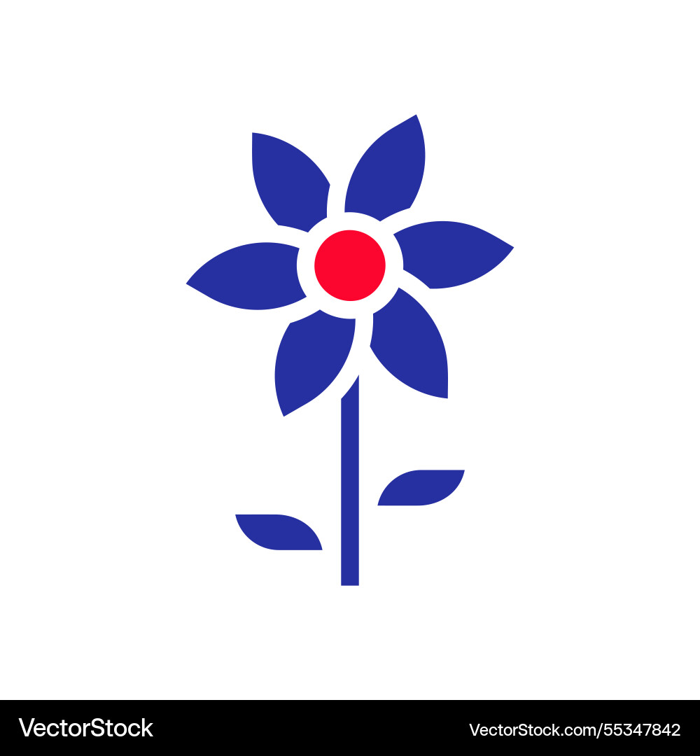 Simple blue flower graphic design Royalty Free Vector Image