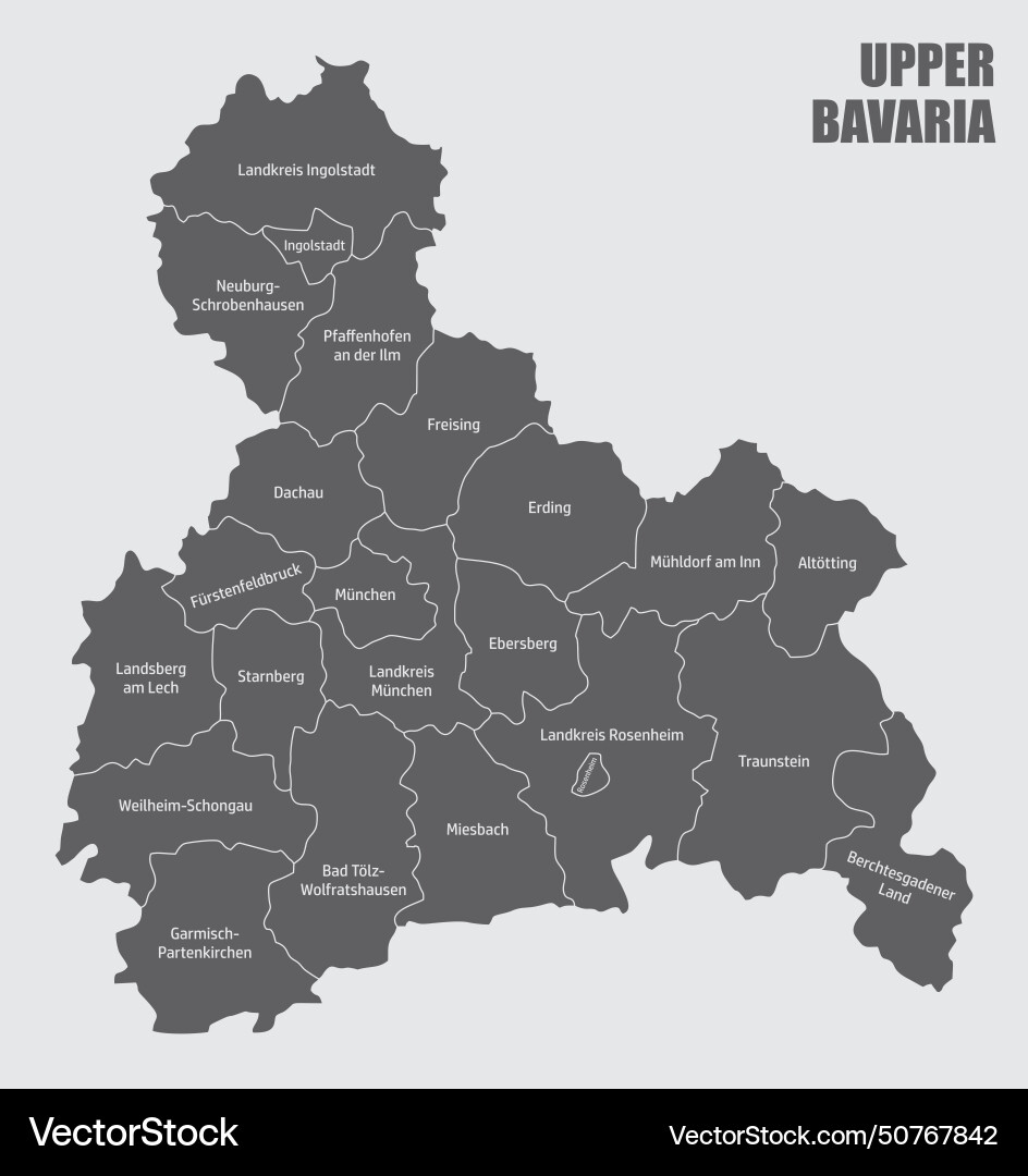 Upper bavaria map Royalty Free Vector Image - VectorStock