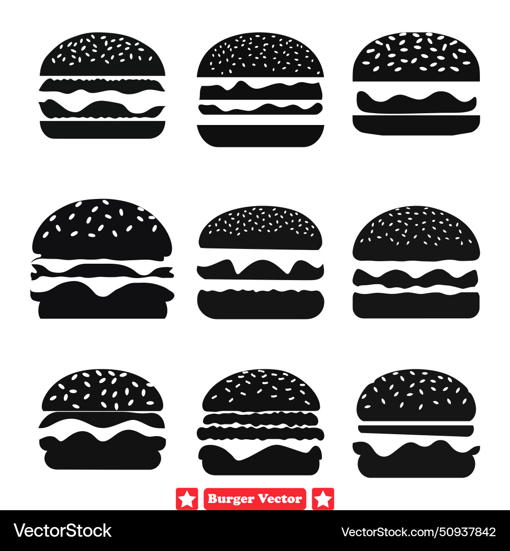 Wholesome indulgence burger icons for savory Vector Image