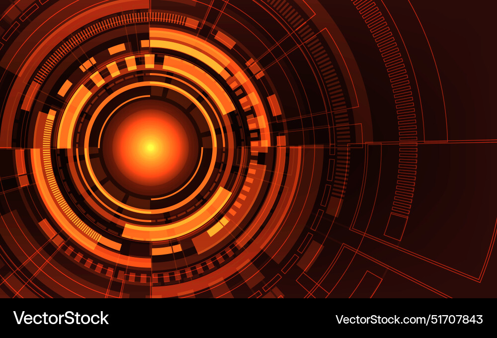 Abstract technology orange circular system cyber Vector Image