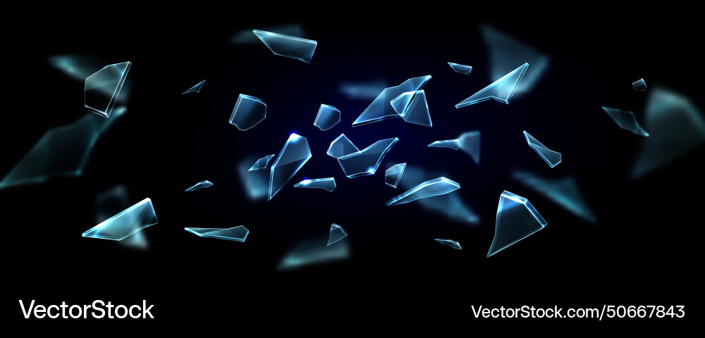 Broken and exploded glass surface fly in shatter Vector Image