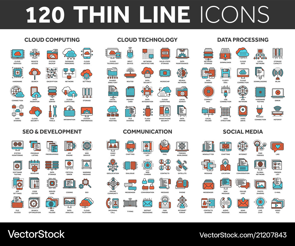 Cloud computing and technologydata storage seo Vector Image