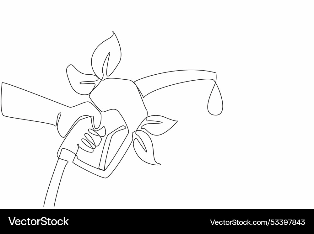 Continuous one line drawing person holding petrol Vector Image