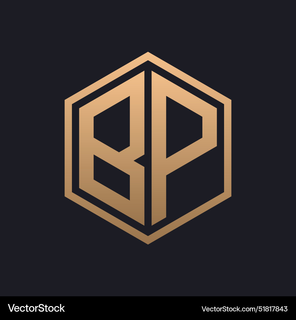 Elegant hexagon letter bp logo design initial Vector Image